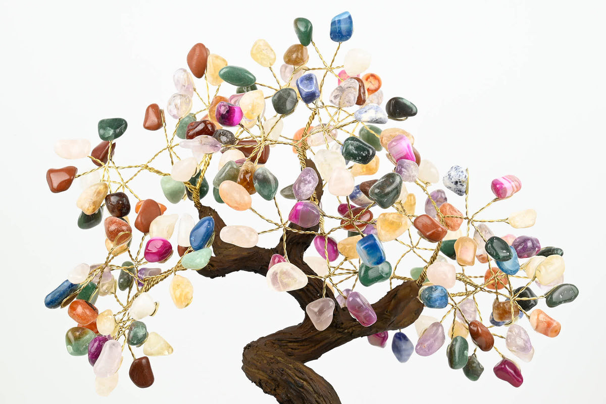 Handmade 37cm Tall Gemstone Tree with Amethyst base and 180 Mixed gems ...